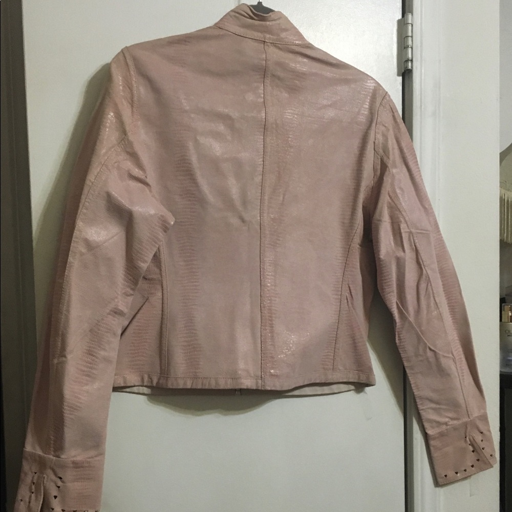 Light Pink Suede Snakeskin Embossed Jacket - Gem